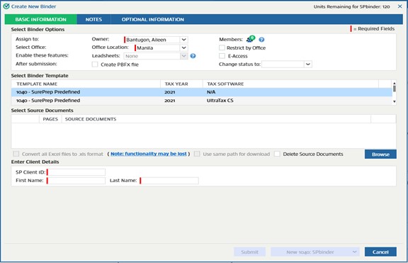 Personal Tax Returns: Creating a Sureprep Binder from the FileRoom ...